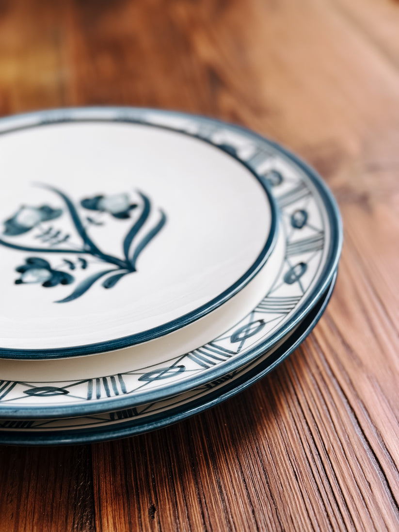 Lisbon Dinner Plate with floral center, filigree rim~hand painted ...